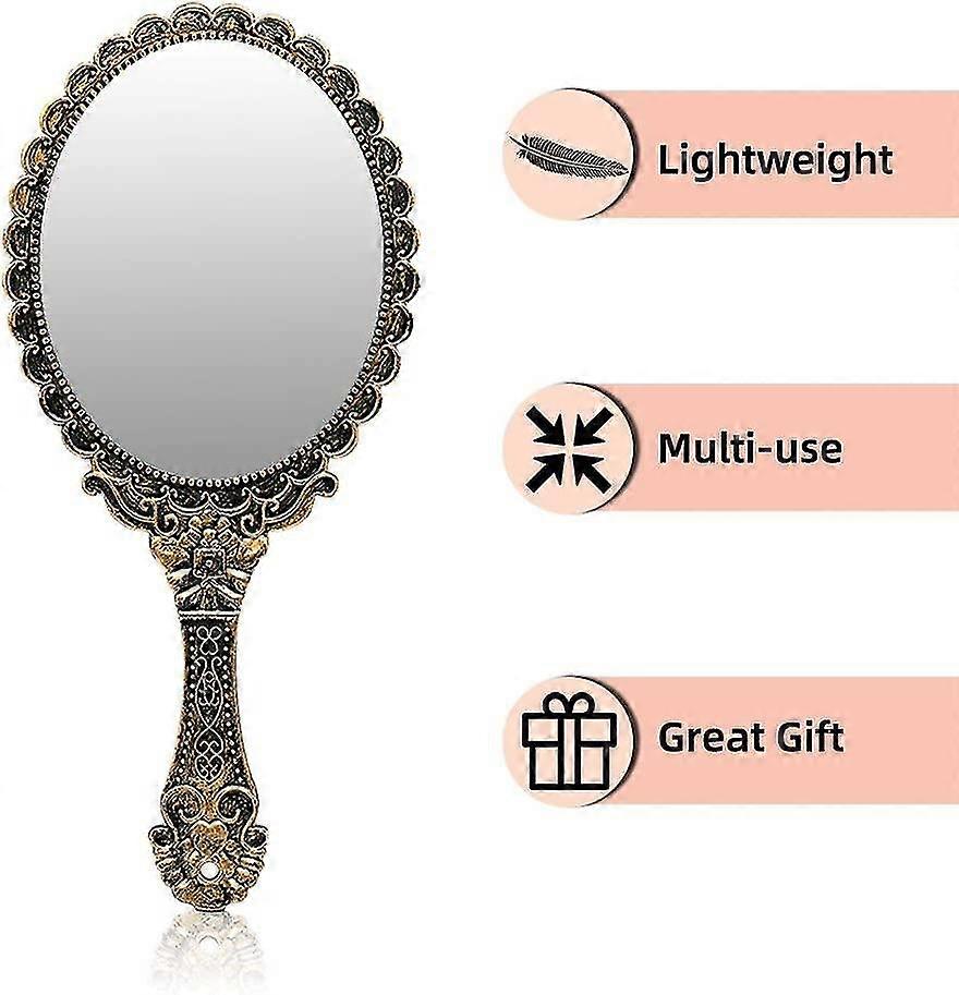 Vintage Handheld Mirror Portable Embossed Flower Mirror Hand Held ...