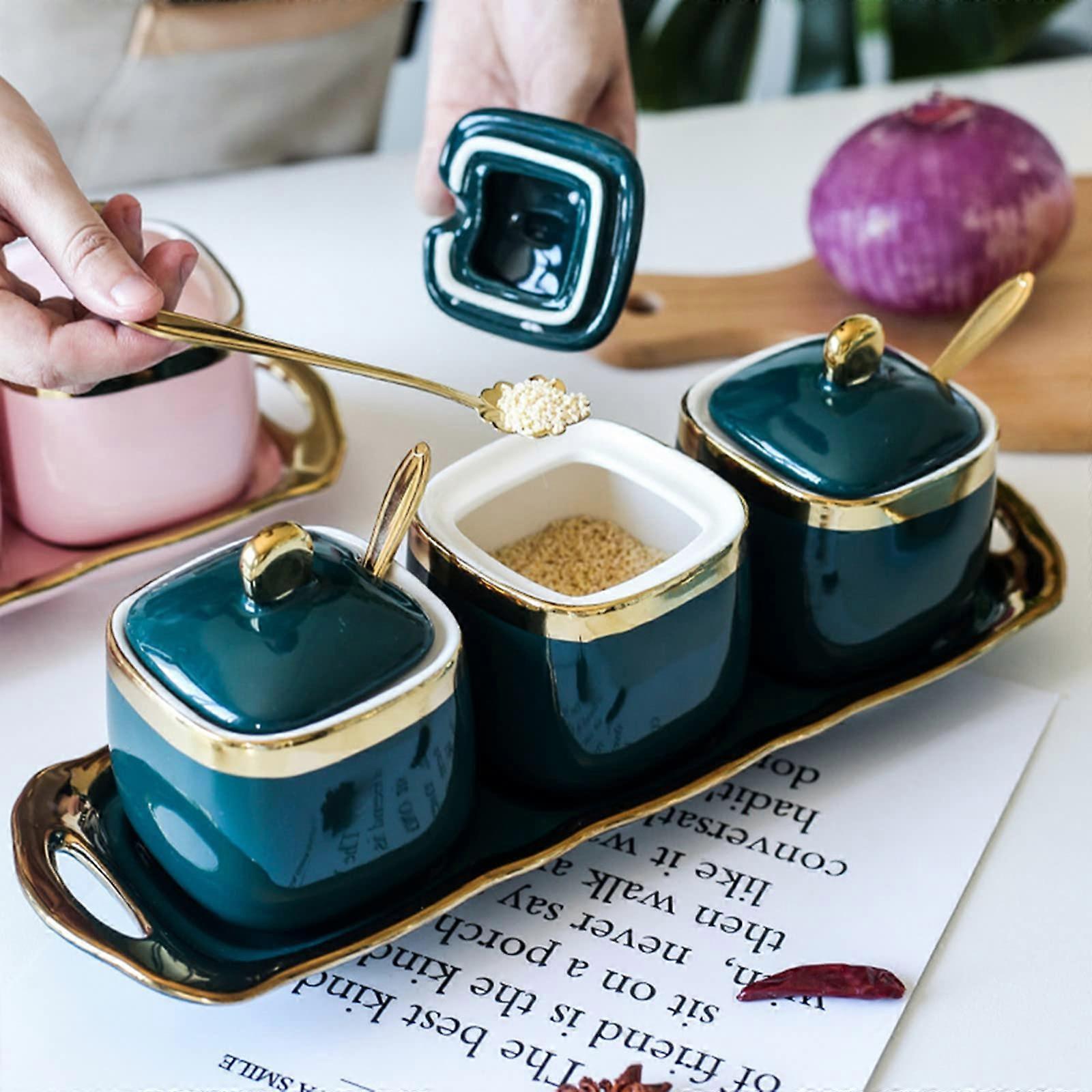 Ceramic Spice Jars with Lids, Sugar Bowls Spice Pots Storage Jars and ...