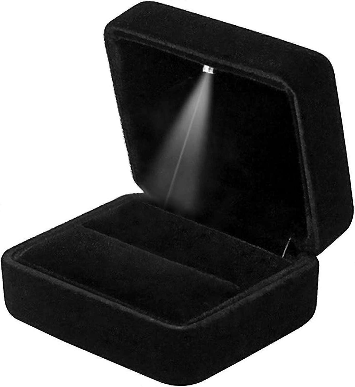 Velvet Ring Box with LED Light Ring Box for Wedding, Proposal ...