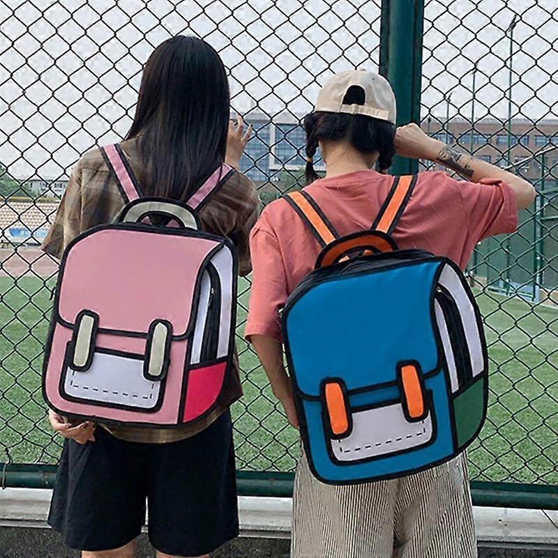 Creative Women 2D Drawing Backpack Cartoon School Backpack Comic ...