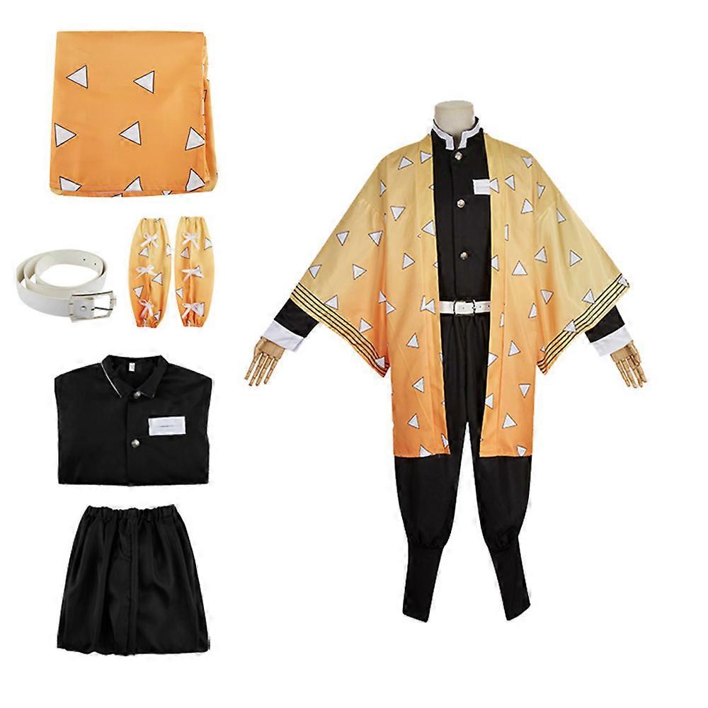 Demon Slayer Japanese Anime Agatsuma Zenitsu Cosplay Party Kimono Cape ...