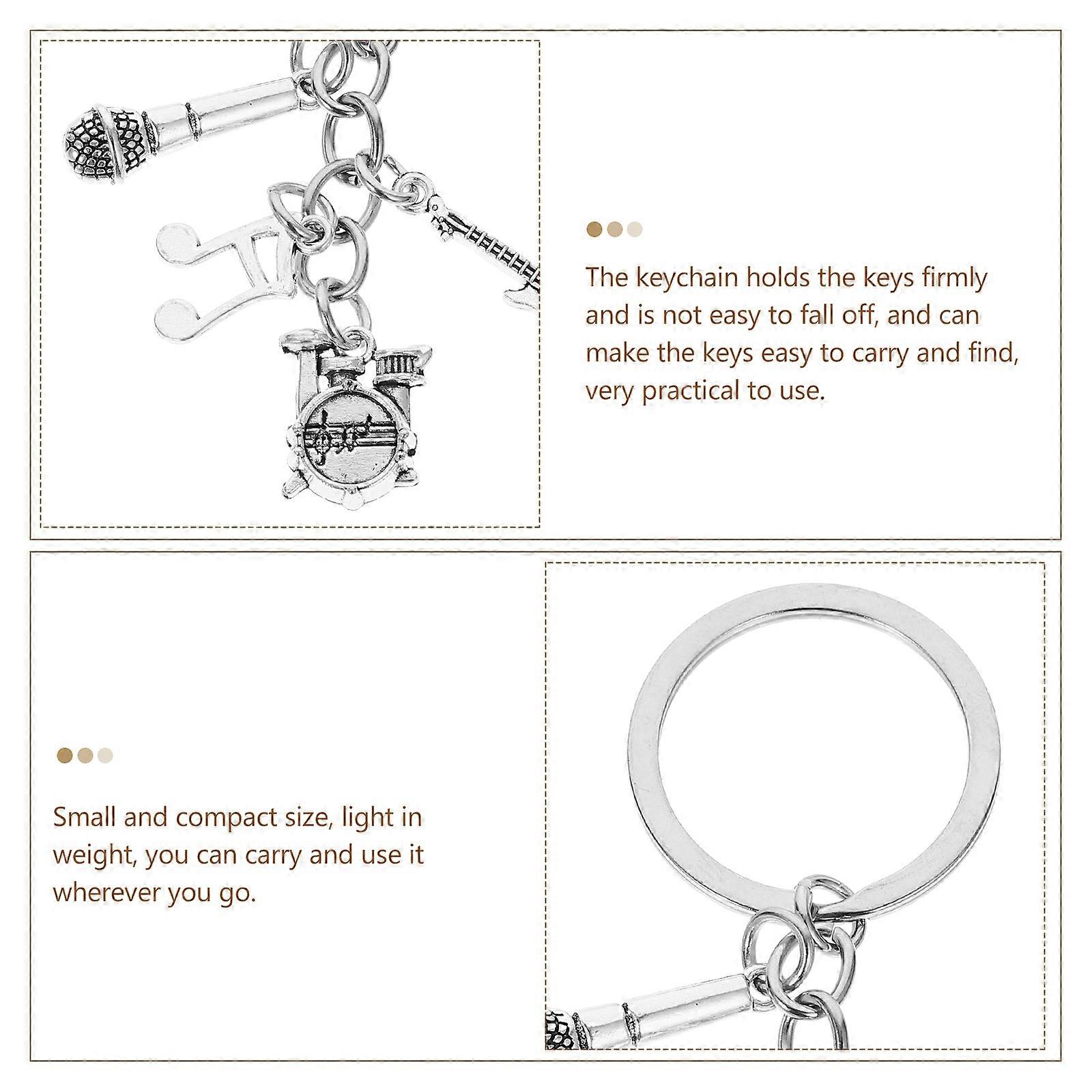Bass Guitar Keychain Microphone Keychain Music Note Keychain Mini Drum ...