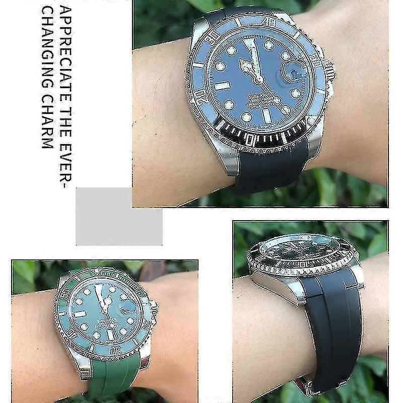Black Silicone Watch Band for Rolex Submariner Daytona GMT Yacht-Master ...