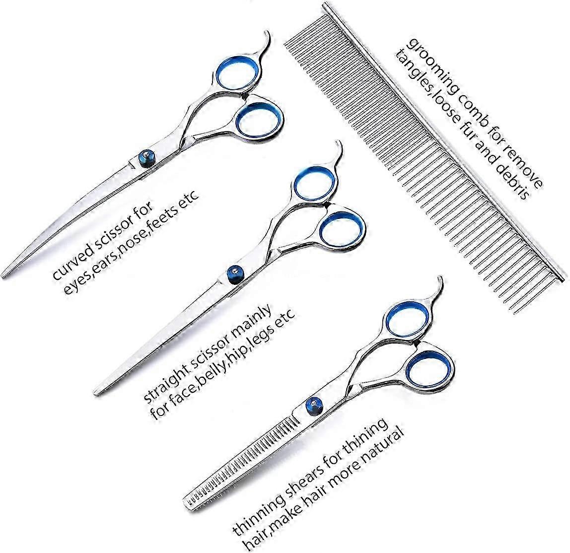 5pcs/Set Stainless Steel Pet Dog Grooming Scissors Professional Animal ...