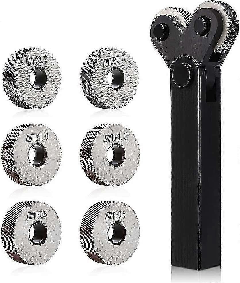 Knurling Tool Replaceable Steel Knurl Set with 0.5/1/2mm Diagonal Linear Knurl Wheel Anti-Rust ...