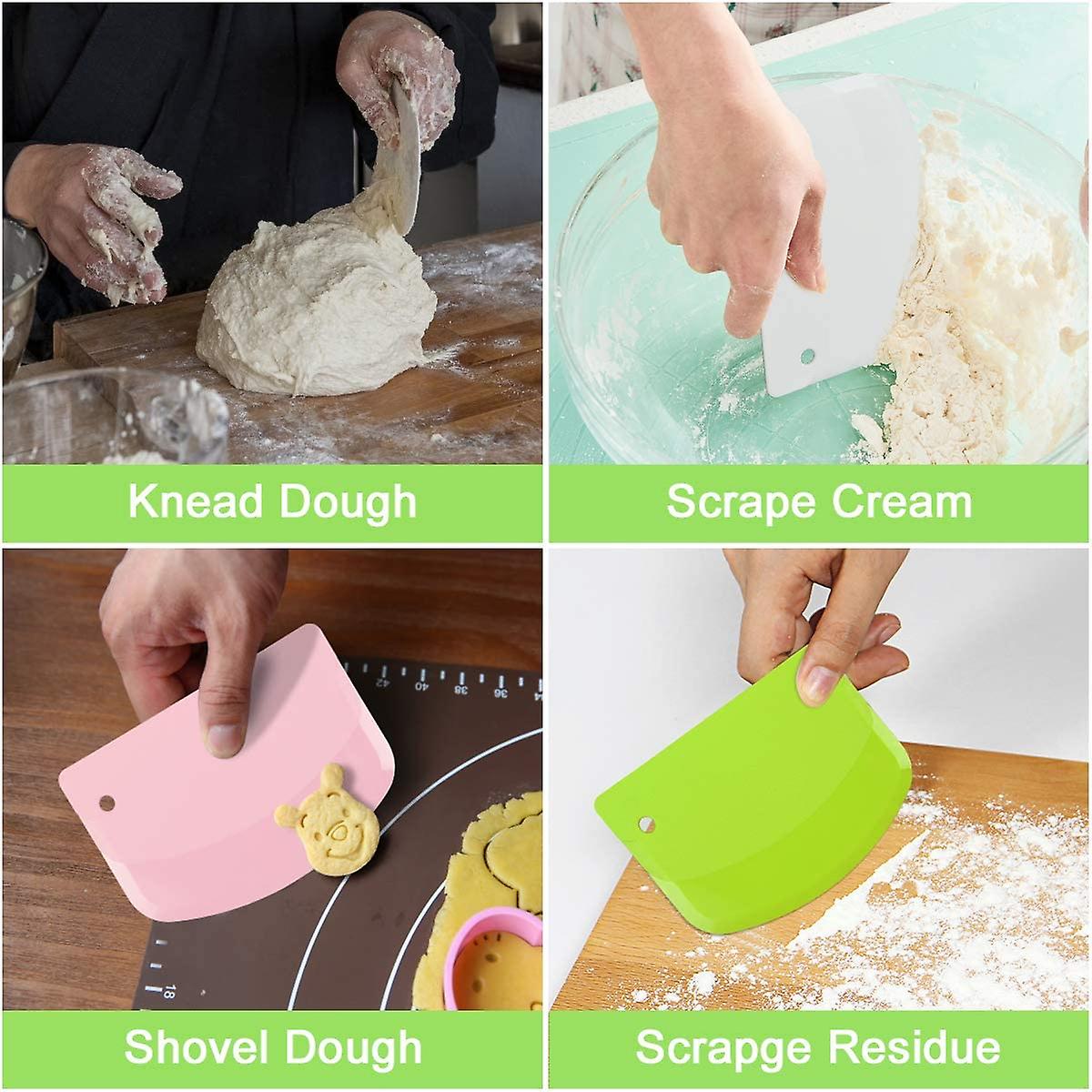 Plastic Dough Scraper,3 Pieces Dough Scraper Dough Cutter Scraper Food ...