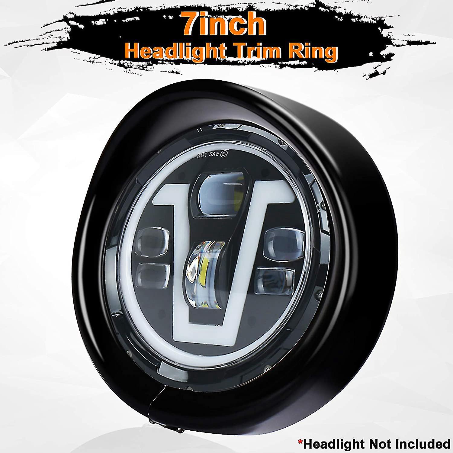 Headlight Ring 7inch Black Visor Type Motorcycle Ring For Softail ...