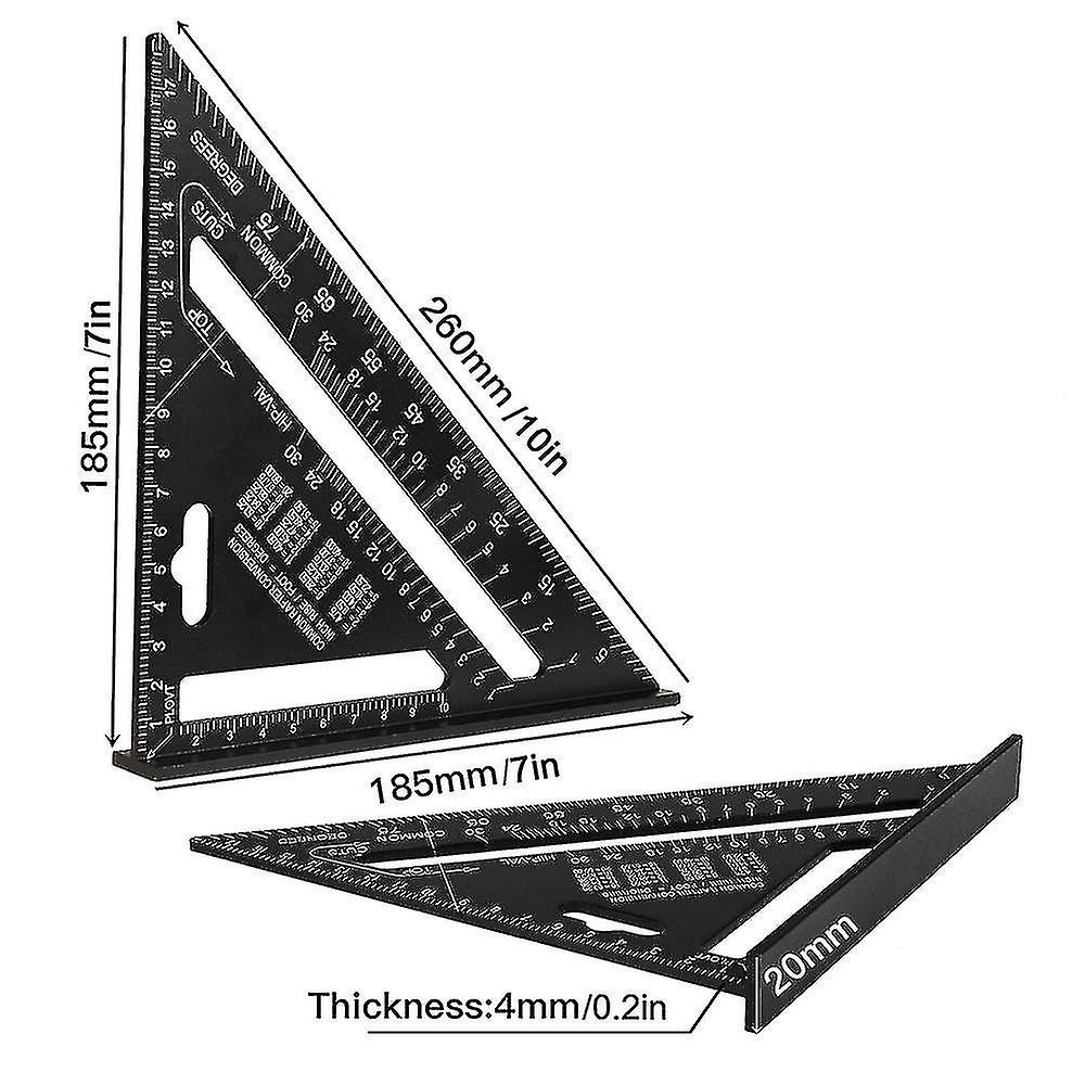 Triangle Ruler 7inch Aluminum Alloy Angle Protractor Speed Metric ...