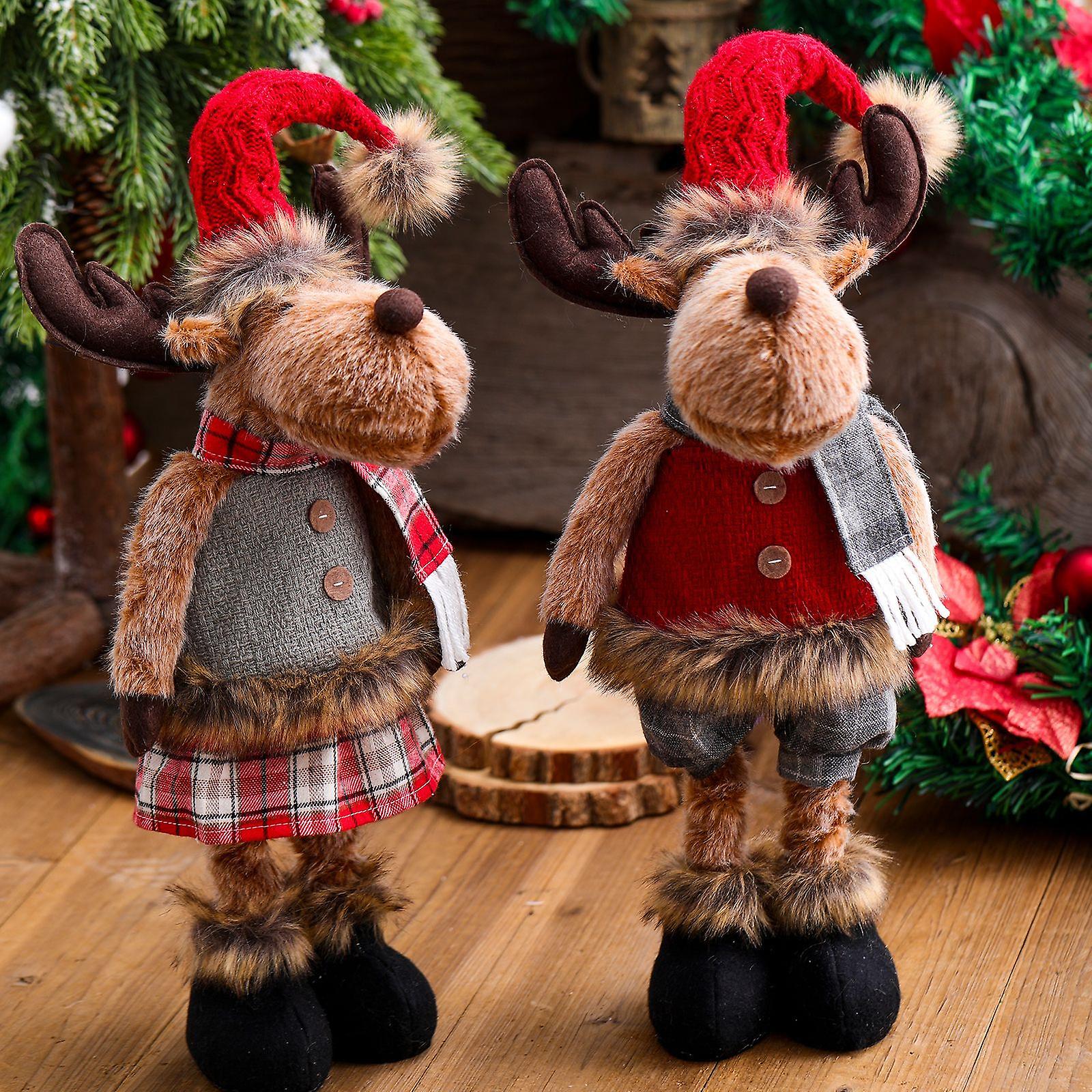 Christmas Elk Standing Plush Doll Christmas Ornament Plush Toy Ornament ...