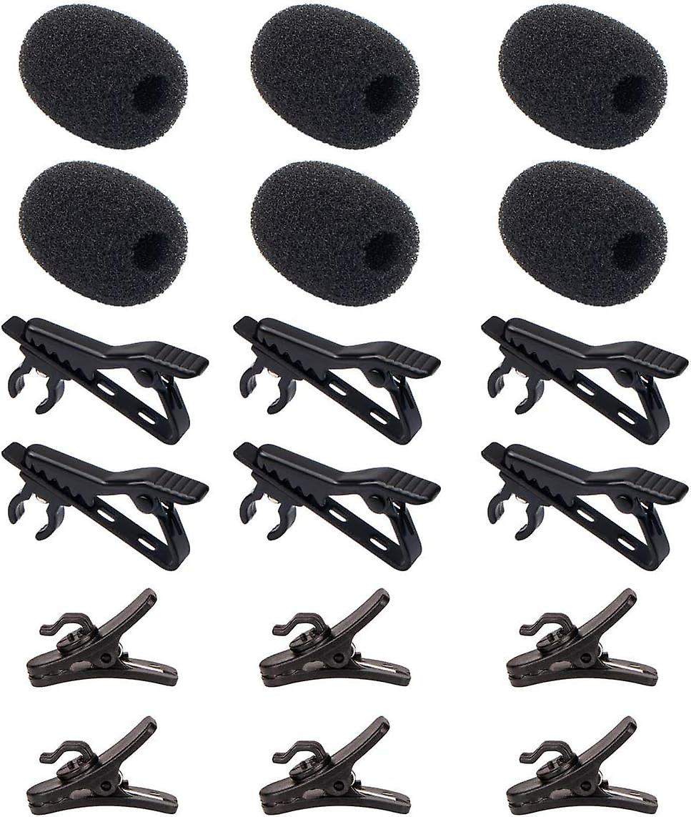 Lavalier Microphone Accessories Set - 6 Metal Tie Clips, 6 Lapel Mic ...