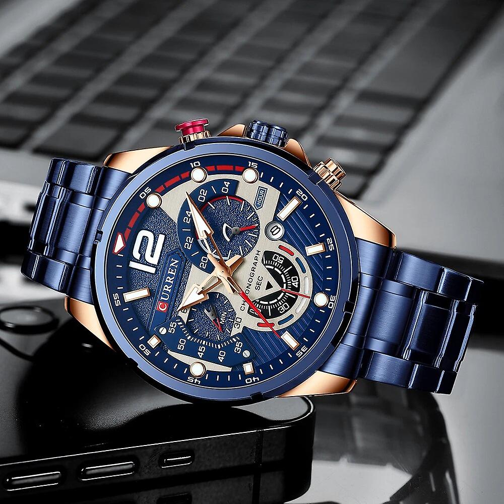 Klockor Herr Sport Quartz Chronograph Armbandsur Lyx Rostfritt Stål ...