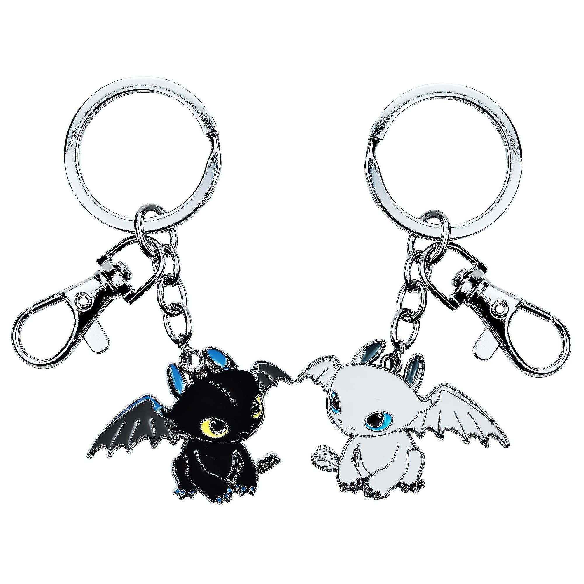 2pcs Couple Metal Keychain Dragon Shape Toothless Keychain Toothless ...