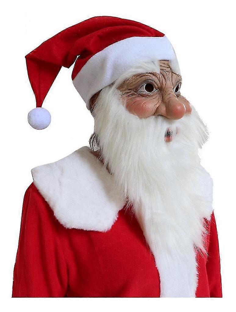Father Christmas Latex Mask Dress Up Role Play With Hat, Christmas ...