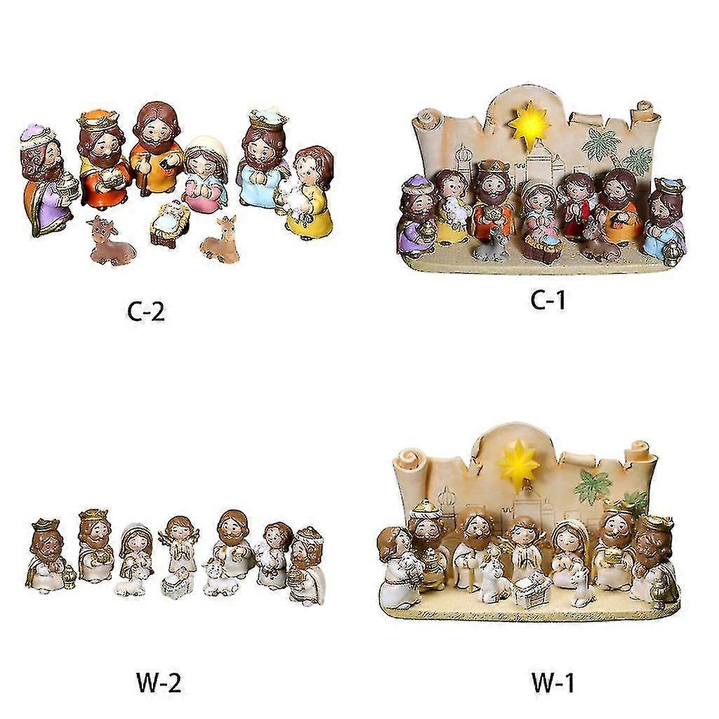 Christmas Manger Decoration Set Baby Jesus Statues Resin Art Crafts ...