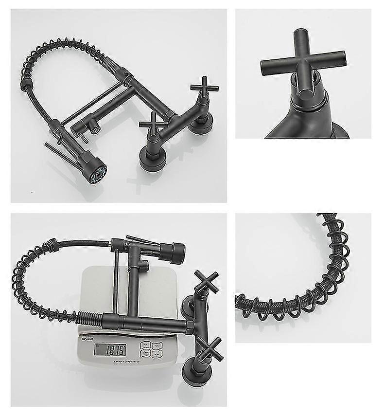 Keukenkraan Dual Handles Warm Koud Water Keuken Mixer Tap Aan de muur ...