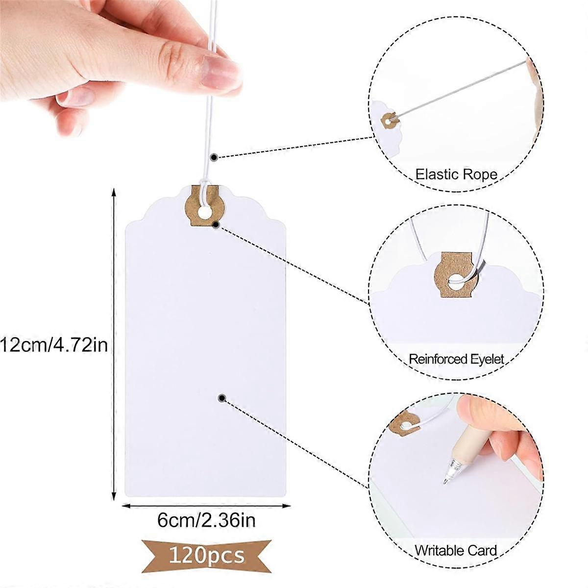 120 Pack Tags with Elastic String Marking Hang Tags with String ...