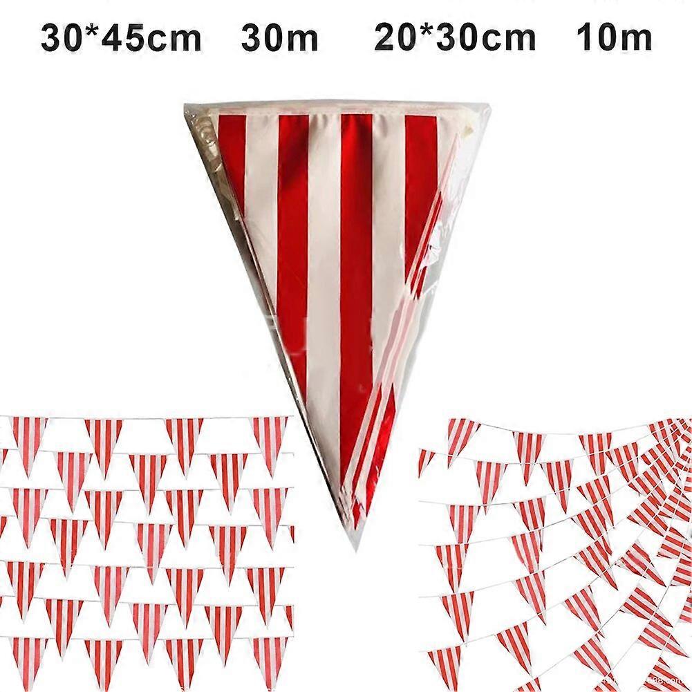 10/30M Carnival Theme Party Flag Decorations White Striped Pennant ...