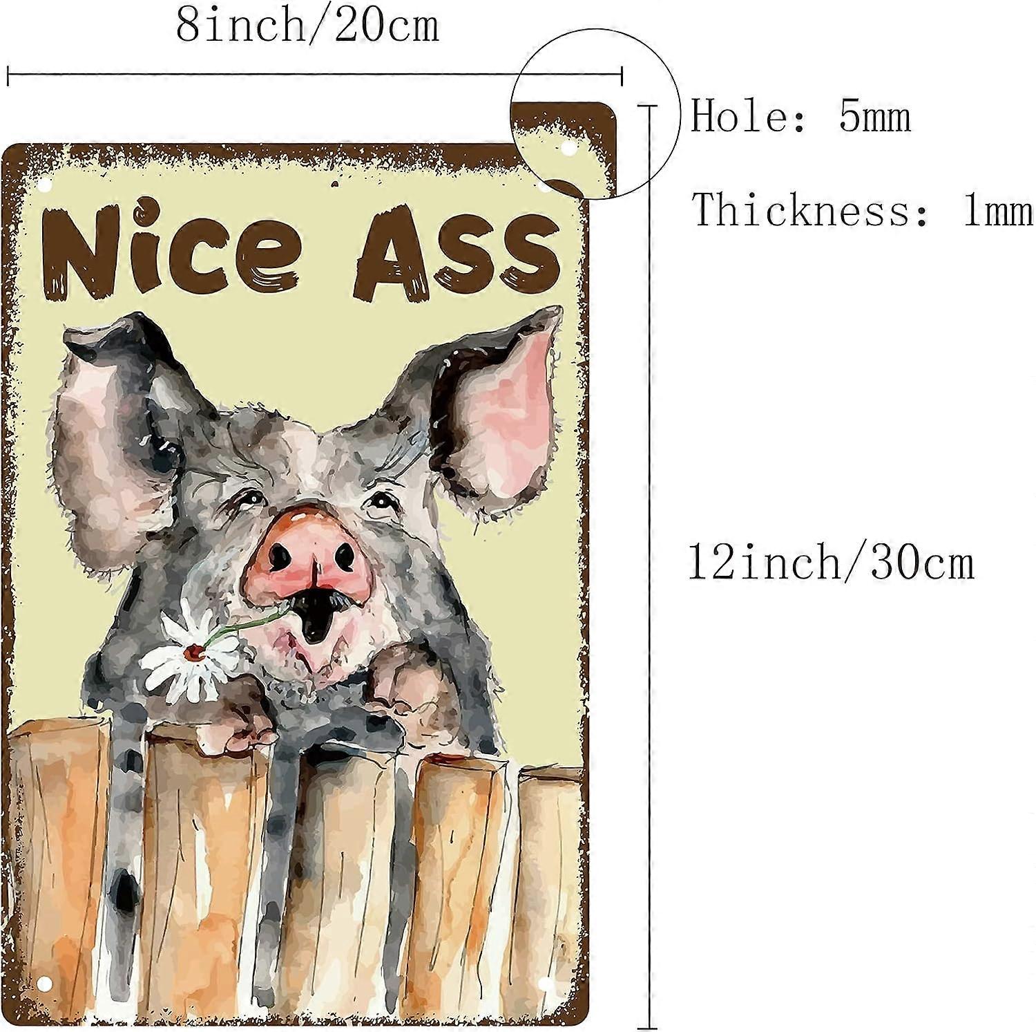 Pig Tin Sign Nice Ass Metal Vintage Retro Art Mural Hanging Iron ...