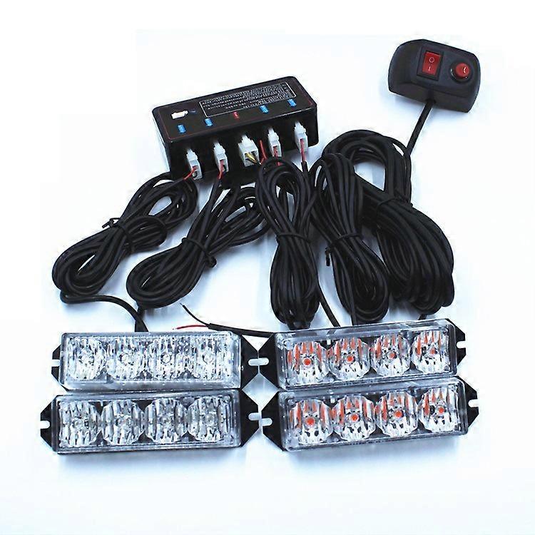 LED Grille Strobe Lights Dash Deck Visor Police Flash Lights Car Truck ...