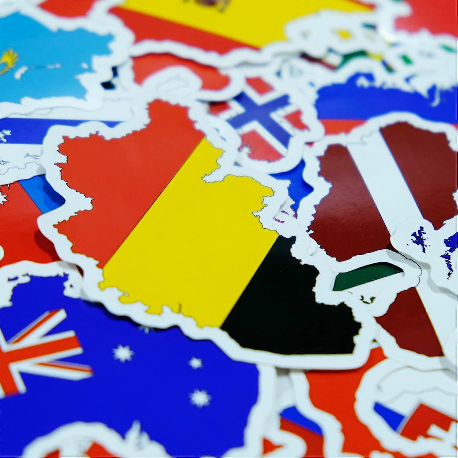 Country Flag Stickers (50 Pcs), World Map Vinyl Decal, Waterproof ...