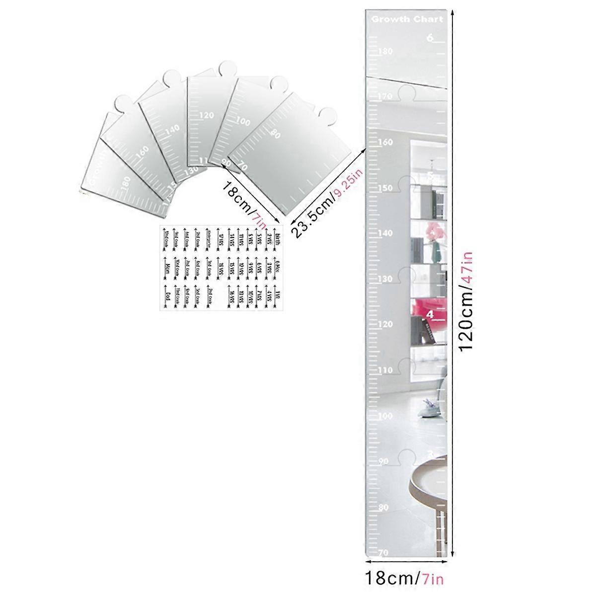 Acrylic Height Measurement Wall Sticker Growth Chart Mirror Decor Ruler ...