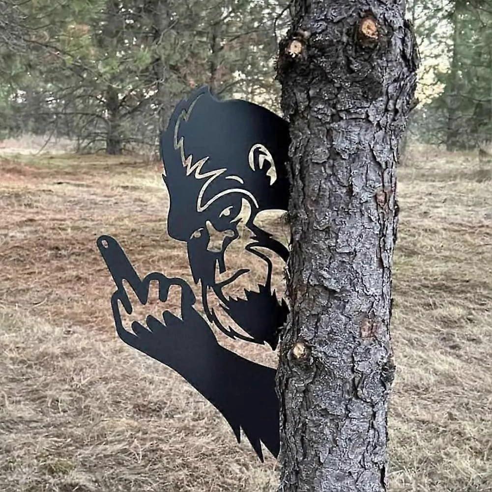 Peek-a-Boo Flipping off Bigfoot Metal Sign, Funny Peeping Around ...
