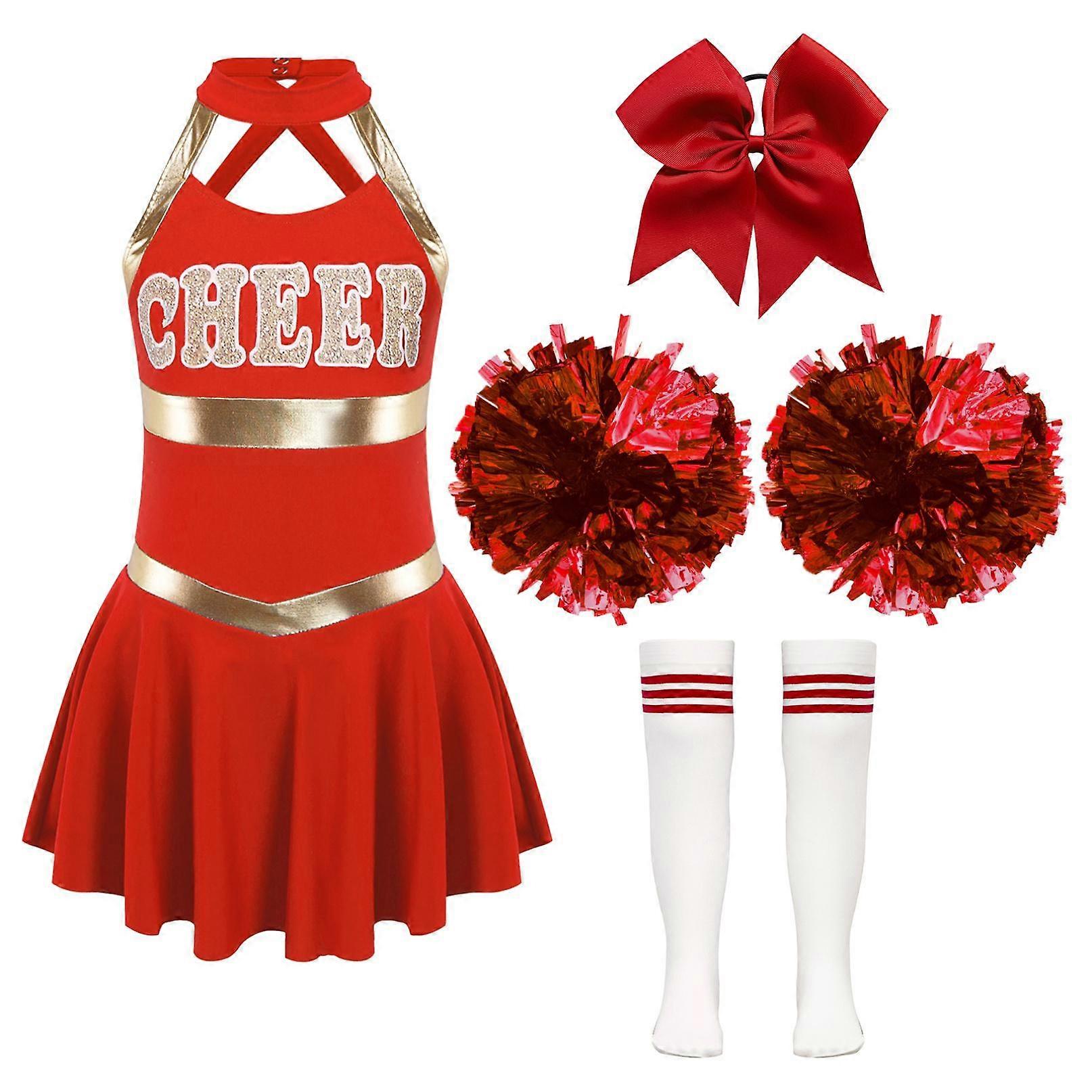 Girls Cheer Leader Halloween Performance Uniform Costume High School ...