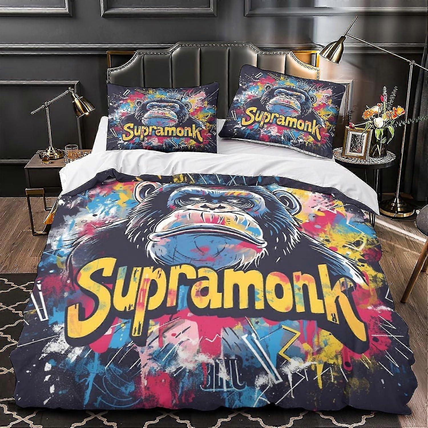 3D Printed Cartoon Monkey Duvet Cover Bedding with Zipper Closure for ...
