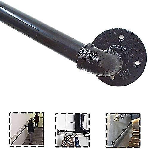 Industrial Iron Pipe Stair Railing, Grab Rails, Clothes Rack, Wrought ...