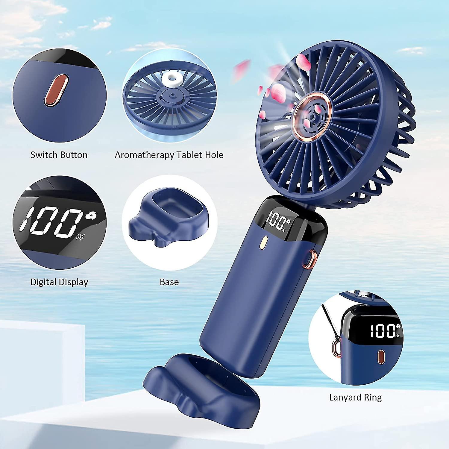 Personal Fan, Portable Hanging Neck Fan, 3000mah Usb-c Rechargeable 5-speed Modes Powerful ...
