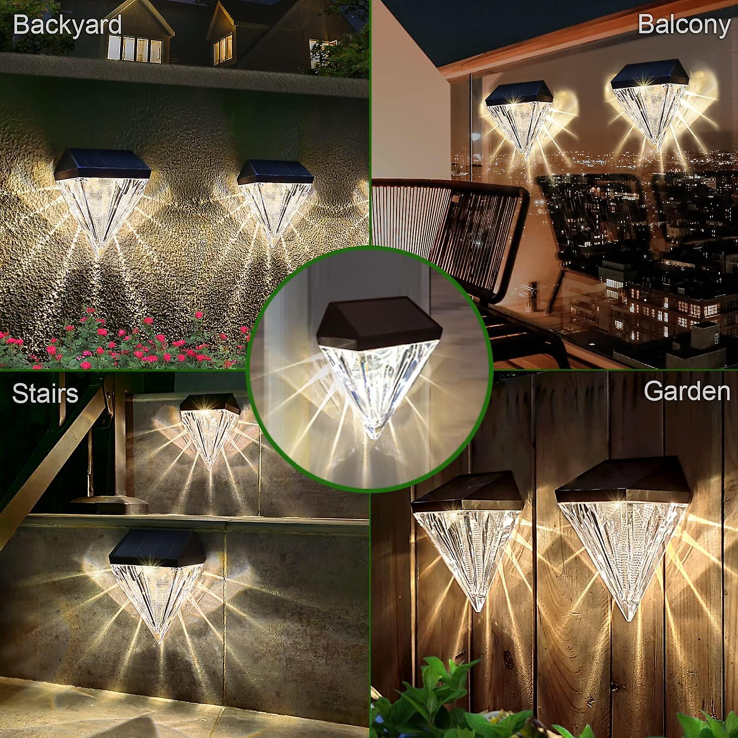 Solar Fence Lights, Solar Lights Outdoor Garden Diamond Outdoor Fence ...