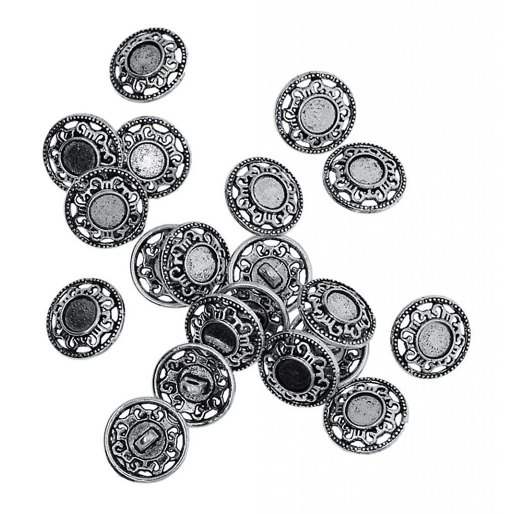 30 Pieces Antique Silver Engraved Shank Buttons Classic Floral Pattern ...