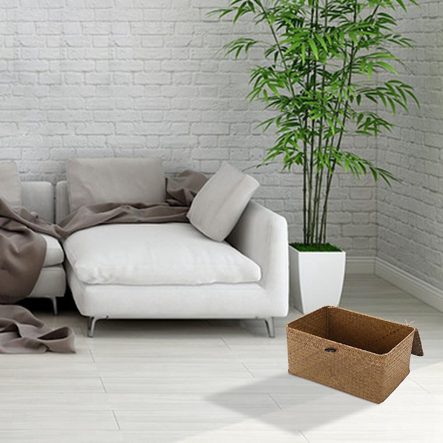 Straw Woven Stora Basket With Lid Makeup Izer Stora Box Seagrass ...