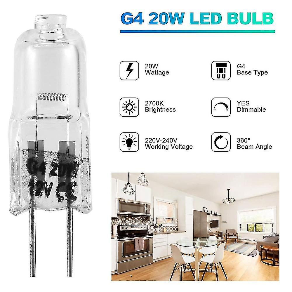 20 Pcs G4 Halogen ,20w 12v Halogen Light 2 Pin Clear Lamp Bulb,for ...
