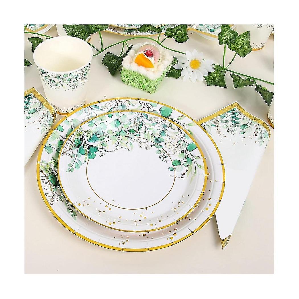Green Paper Plates Set For 24 People,sage Green Paper Plates And ...