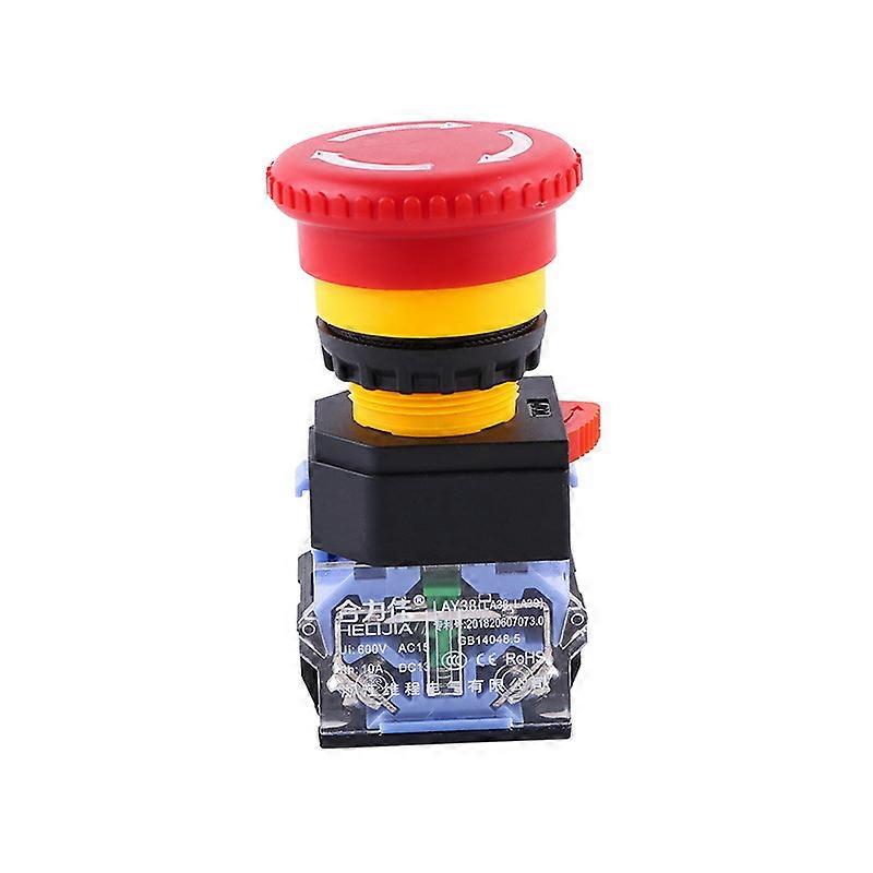 Push button for emergency stop 22mm 1NO 1NC 500V 10A with mushroom lock 40mm | Fruugo AU