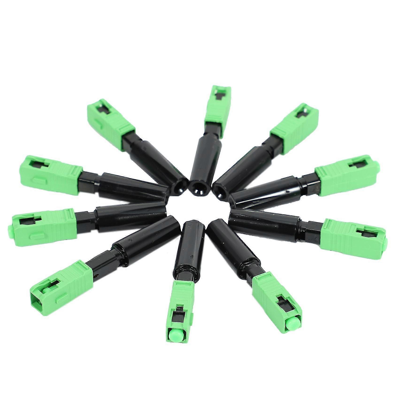 10pcs Ftth Embedded Quick Connector / Green Plastic Fiber Optic ...