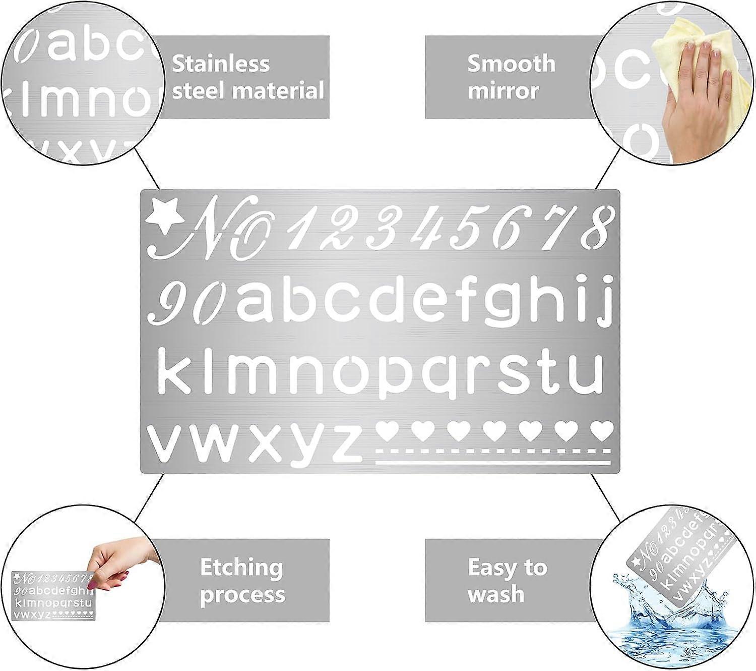 5.9"x3.5" Inch Metal Journal Stencil Lettering Stencil Stainless Steel ...