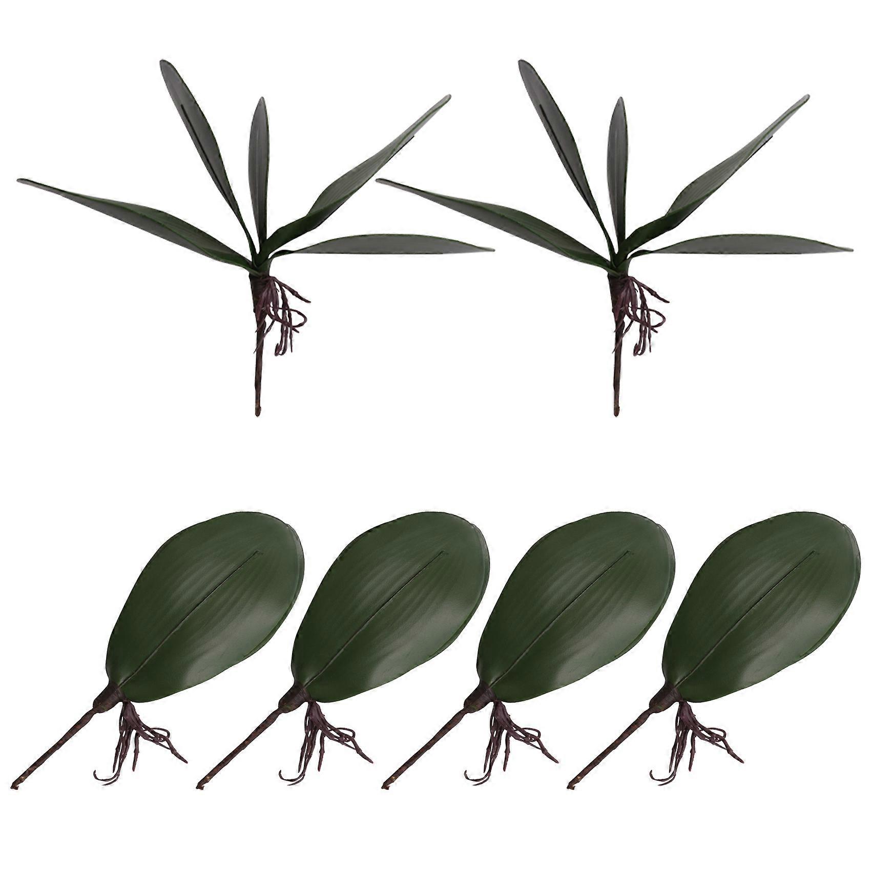 Phalaenopsis Orchids Leaves Artificial Real Looking Latex Plants Green ...