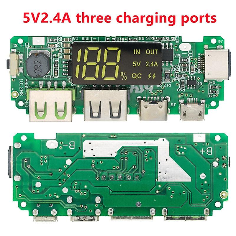 Circuit accessories led dual usb 5v 2.4a micro/type-c usb mobile power ...