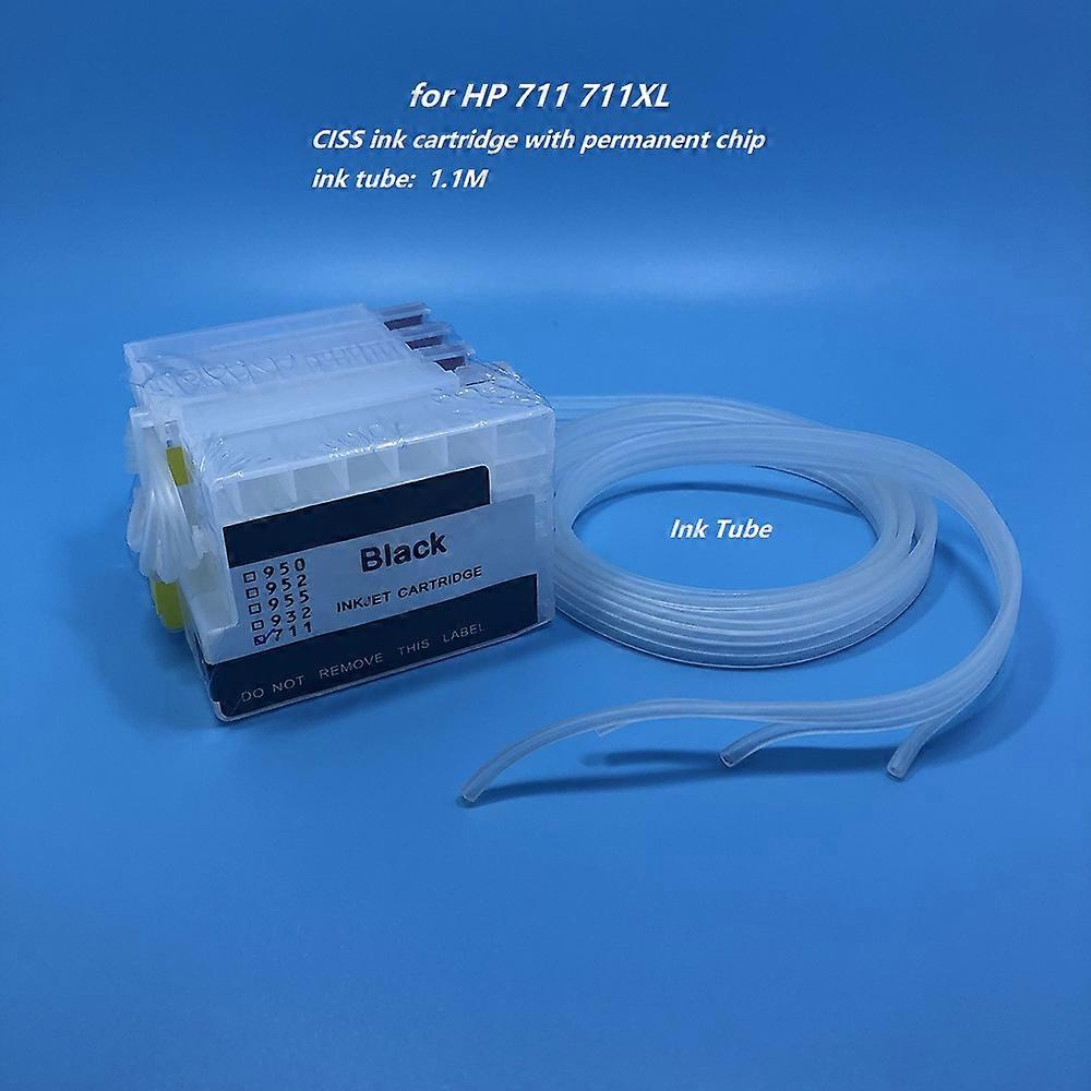 4 Colors Chipped 711XL CISS ink cartridge with Pipeline for HP 711 ...