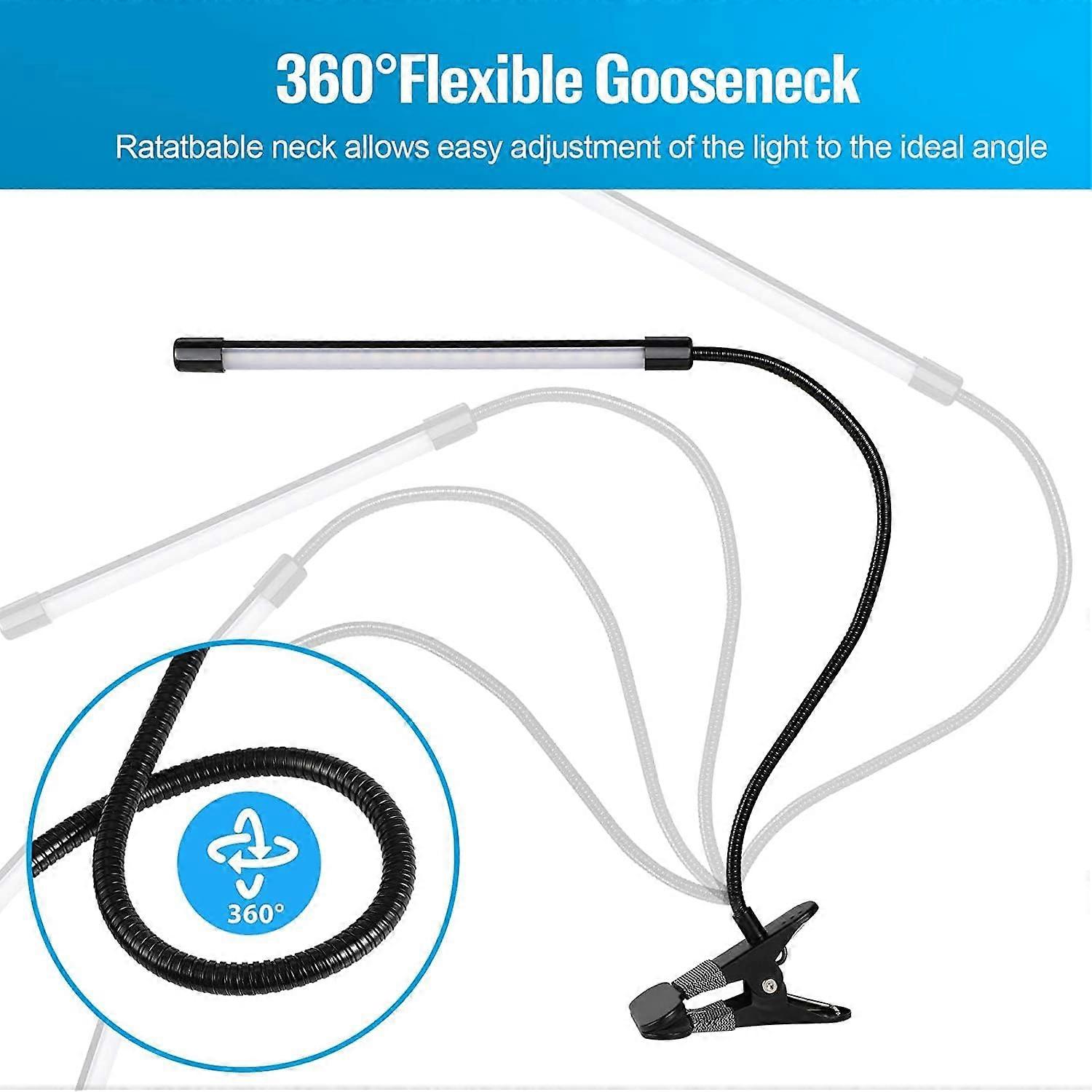 LED Clamp Desk Lamp, 10W USB Clamp Reading Lamp 360 Flexible Gooseneck ...