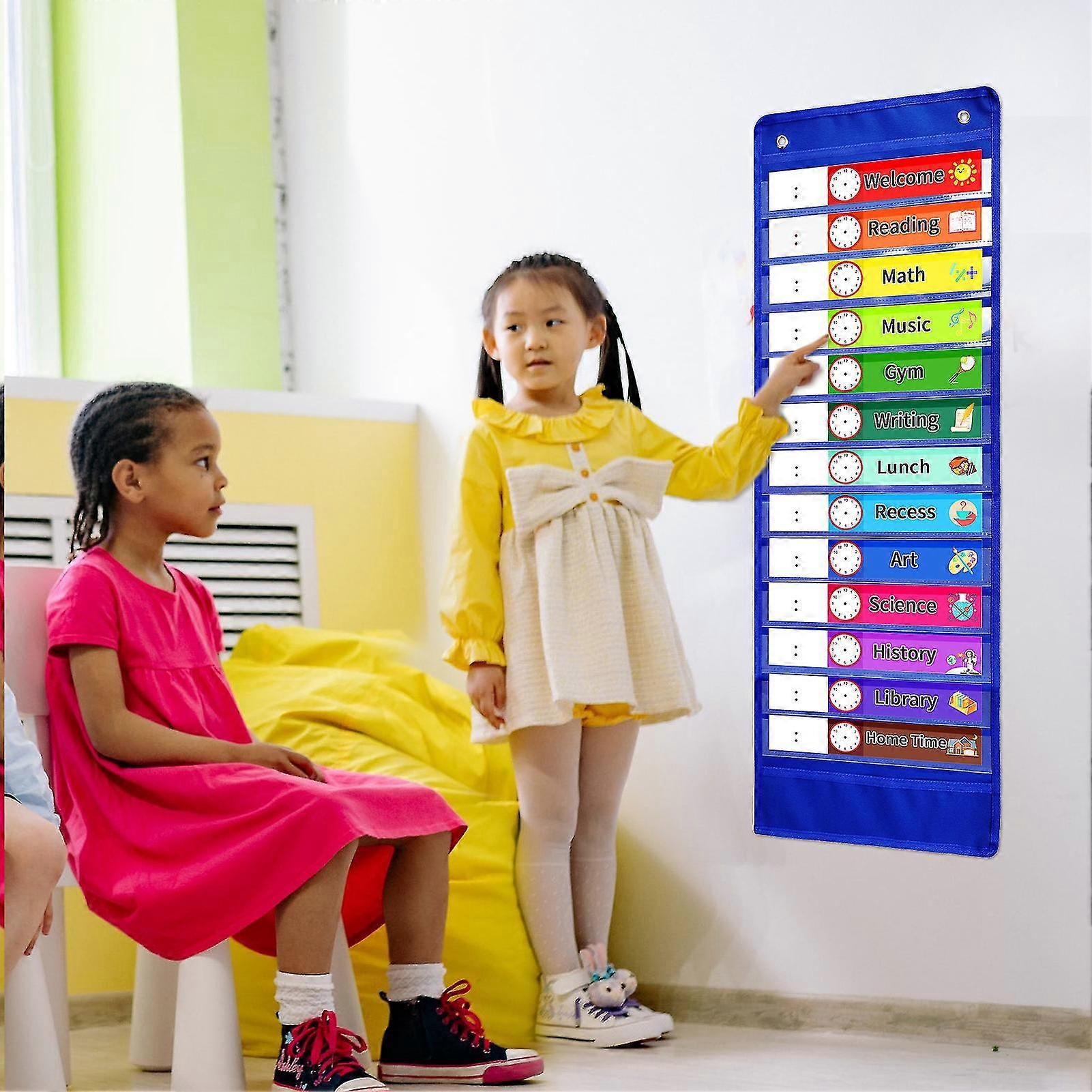 Schedule Chart Double-Sided Reusable Cards Schedule Pocket Chart For ...