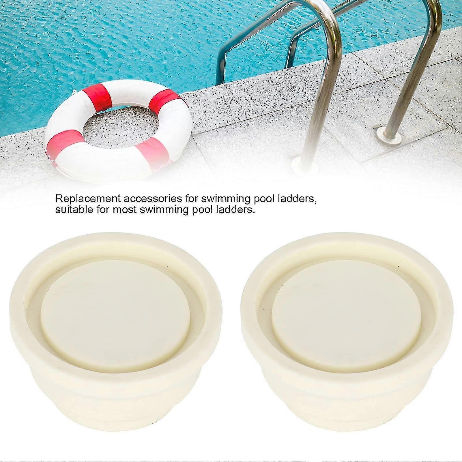 2 Pieces Pool Ladder Buffer Inground Pool Ladder End Caps White Rubber ...