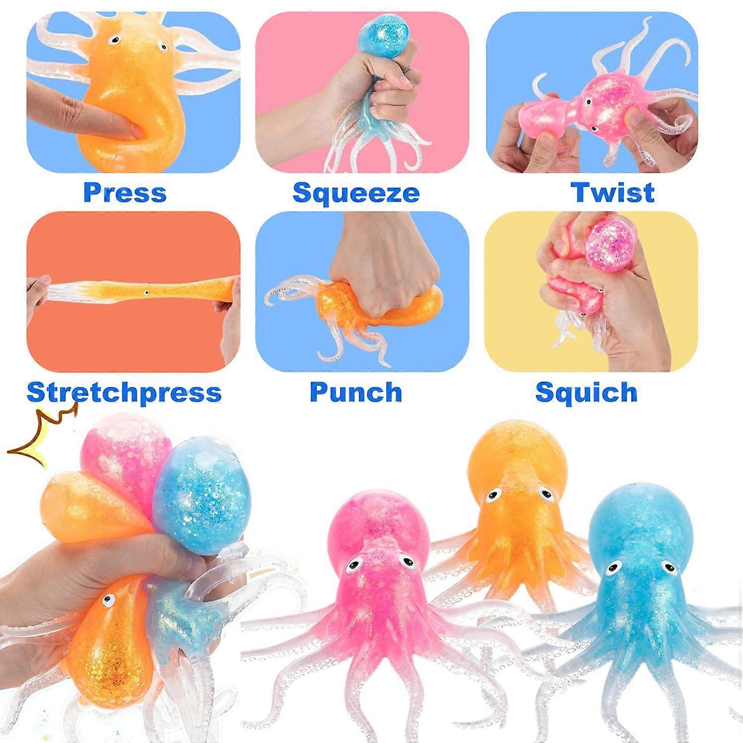3/6/12Pcs Colorful Octopus Stress Ball Slow Rebound Stress Anxiety ...