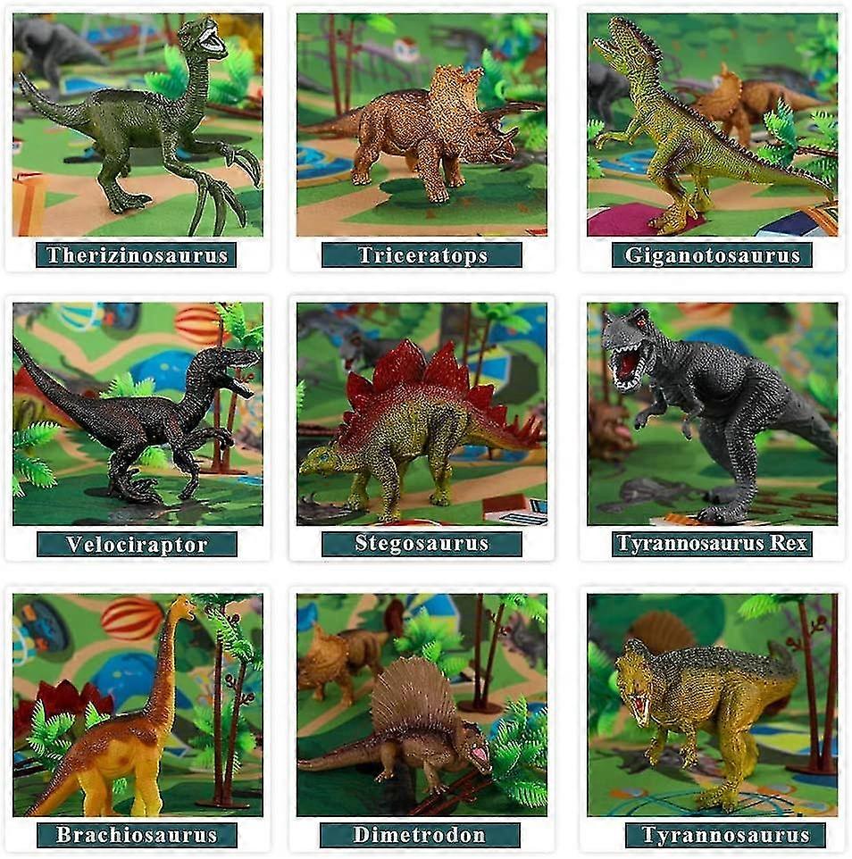 dinosaur toy figure with activity playmat trees, educational realistic ...