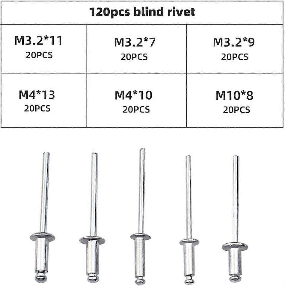 120PCS Blind Rivets Aluminum Rivet Alloy Dome Head Pop Rivets with Round Head Open Rivet Storag ...