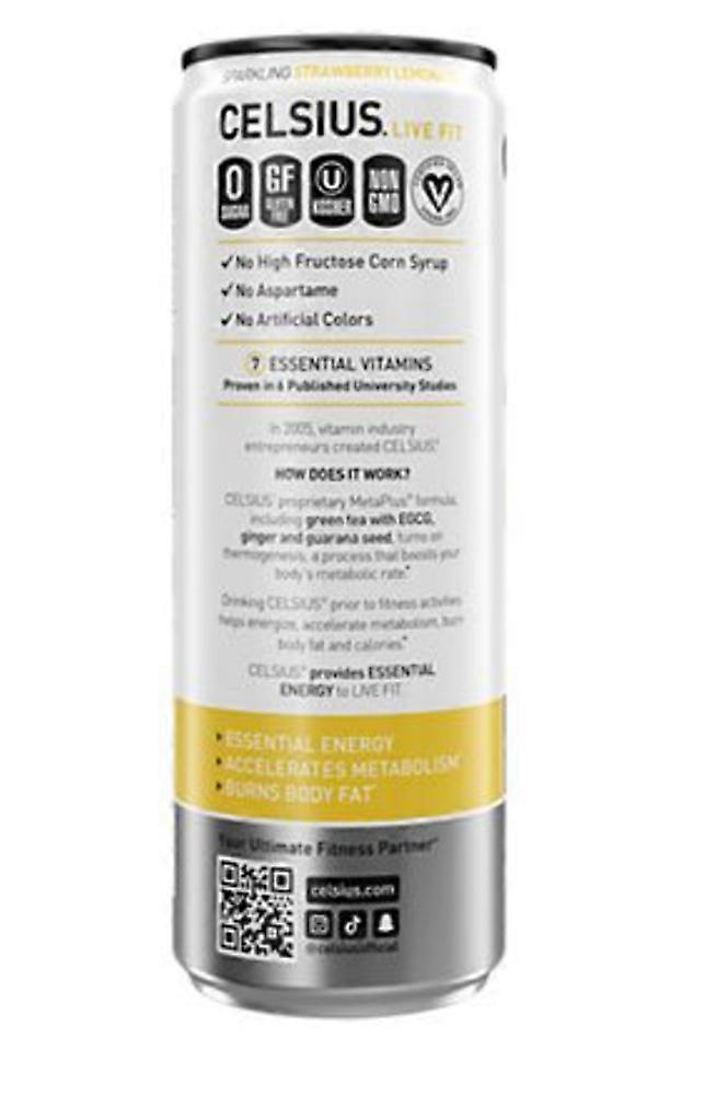 Celsius Energy Drink - Strawberry Lemonade (12 x 12 Fl Oz., Zero Sugar ...