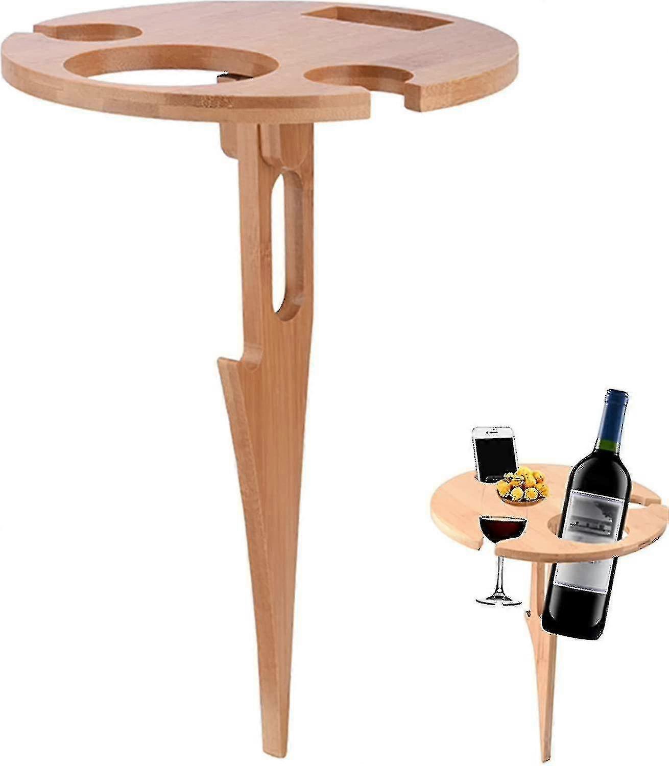 Folding Wine Table, Wooden Outdoor Picnic Table, Portable Trestle Small ...