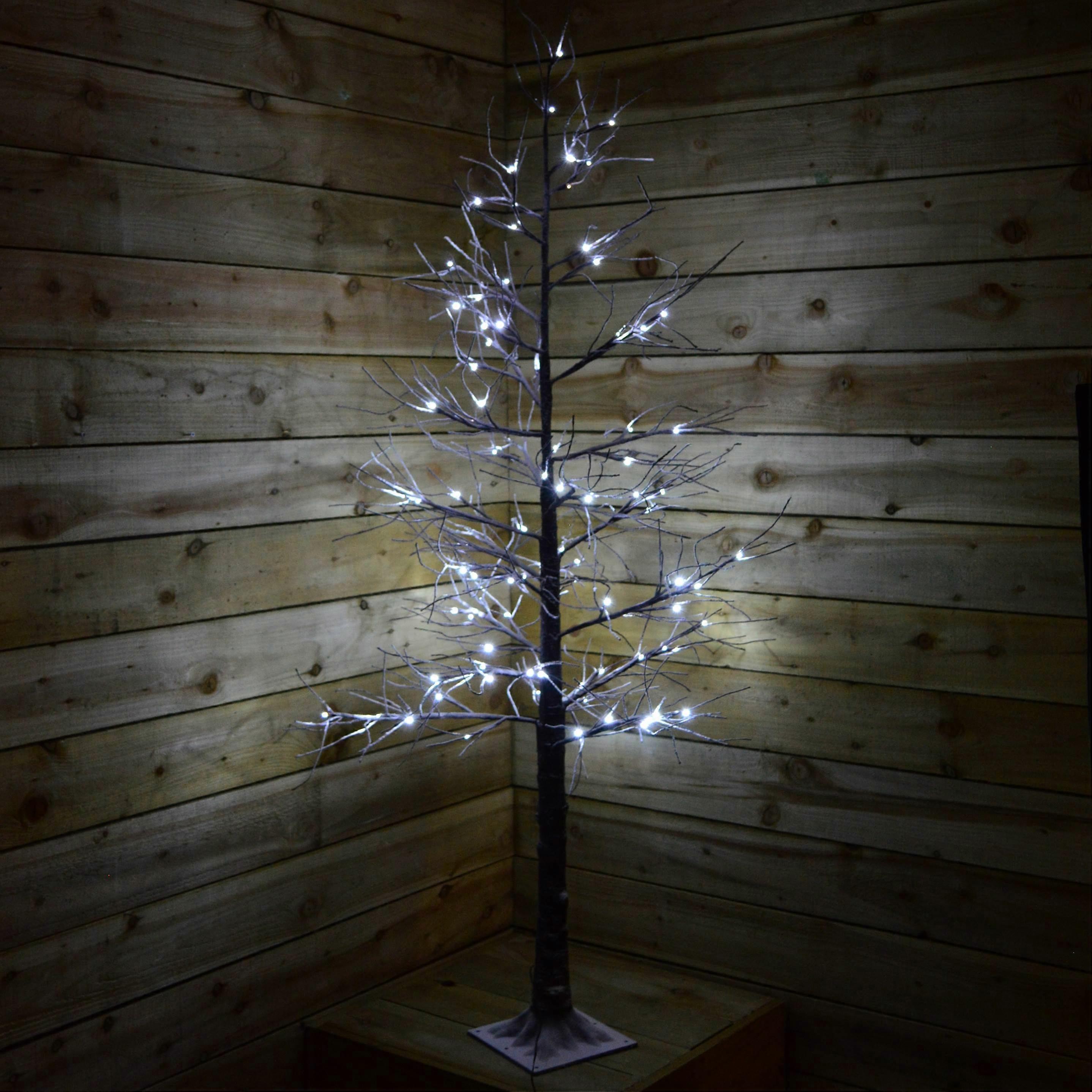 6Ft Christmas Led Brown Lifelike Tree With Snow (96 Cool White Led ...